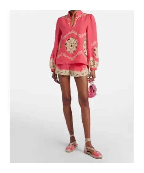Valentino Garavani Embroidered Linen Shorts