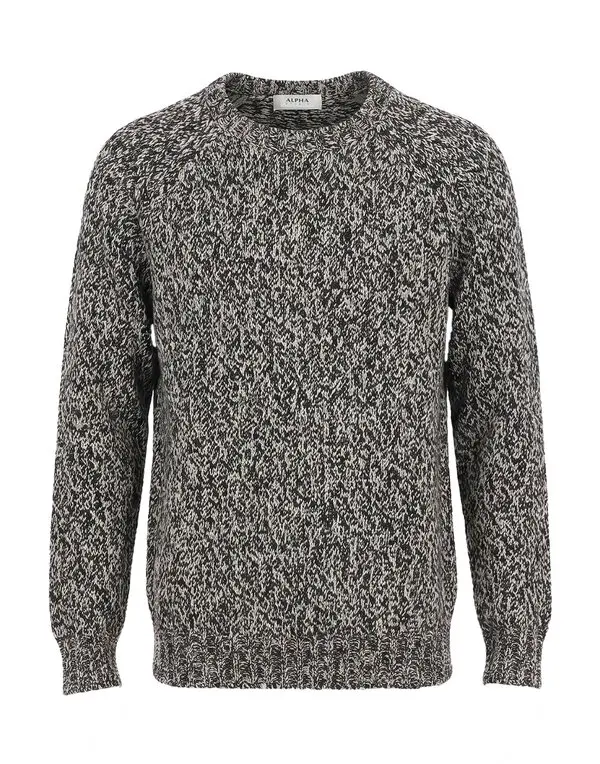 Alpha Studio Wool Mélange Crewneck Sweater - Black