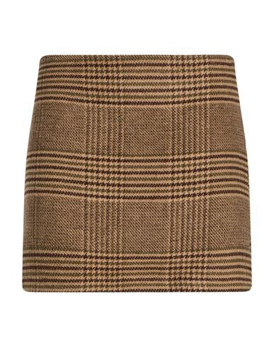 HAVEONE Flared Glen Plaid Mini Skirt - Camel