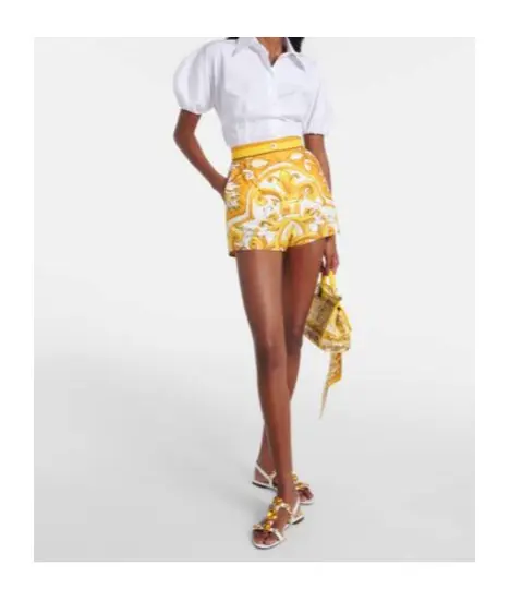 Dolce & Gabbana Majolica High-rise Cotton Shorts