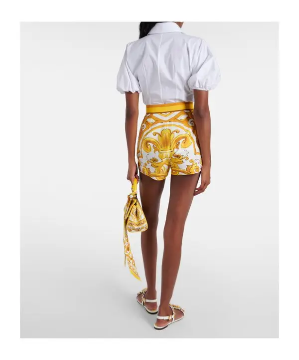 Dolce & Gabbana Majolica High-rise Cotton Shorts
