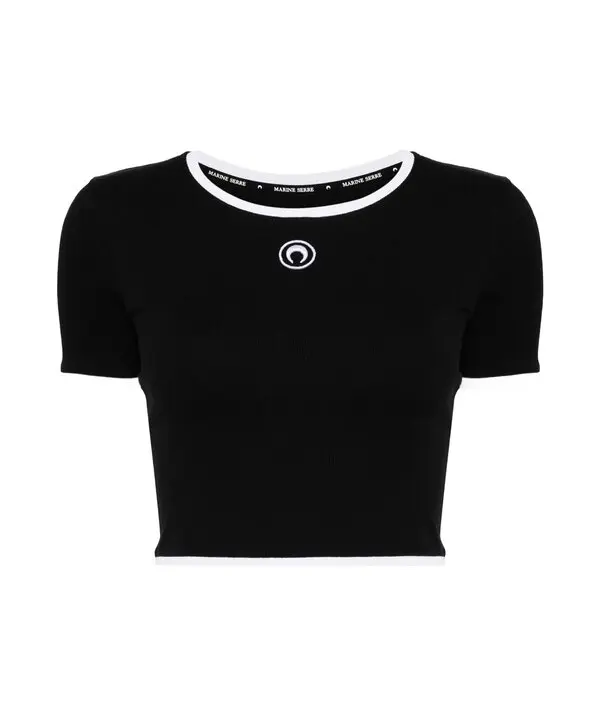 MARINE SERRE Embroidered Moon Crop Top