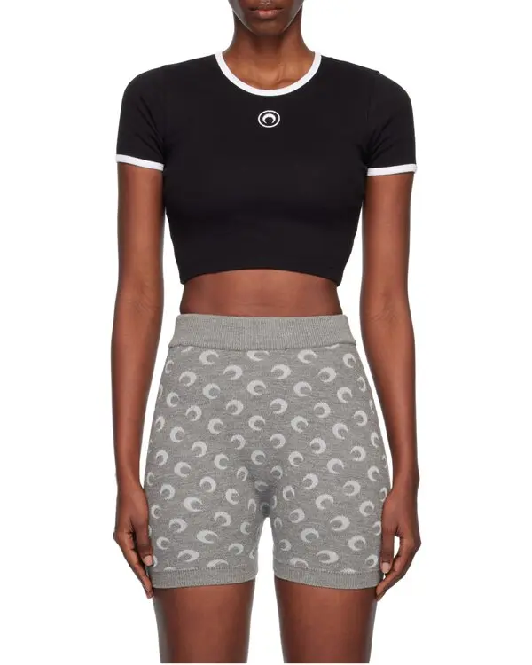 MARINE SERRE Embroidered Moon Crop Top