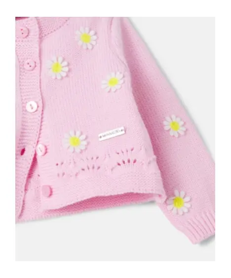 Monnalisa Floral Decorated Knit Cardigan