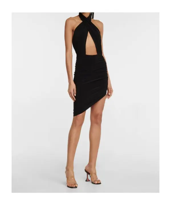 Norma Kamali Halterneck Asymmetric Minidress