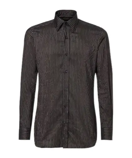 TOM FORD Pinstripe Silk Shirt - Black