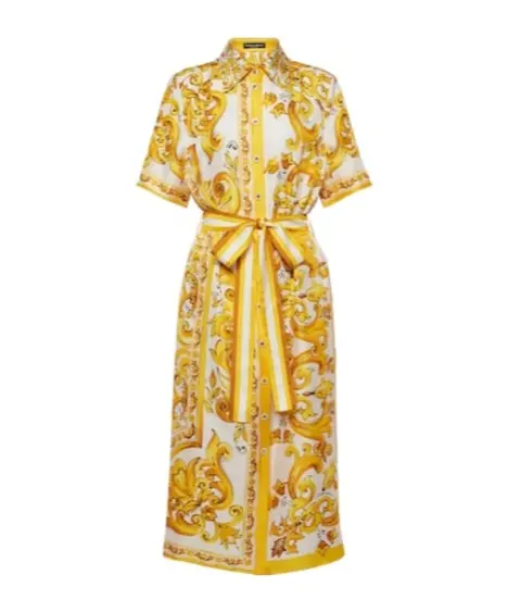 Dolce & Gabbana Majolica Silk Twill Shirt Dress