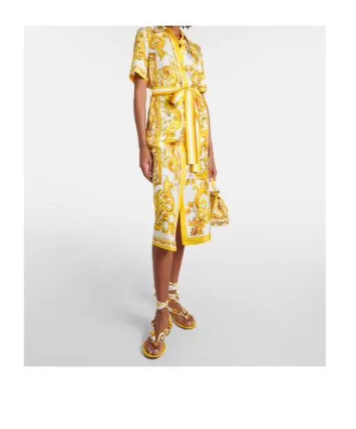 Dolce & Gabbana Majolica Silk Twill Shirt Dress