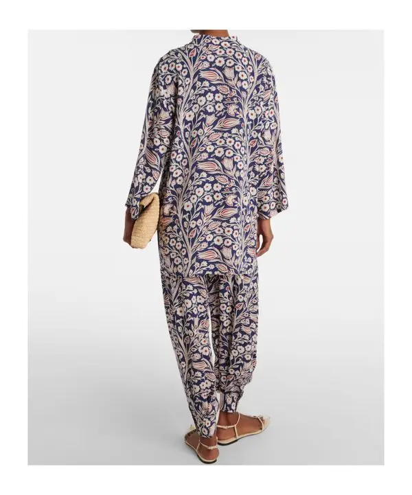 Loro Piana Floral Waist-cinching Long Sleeve Cover-up
