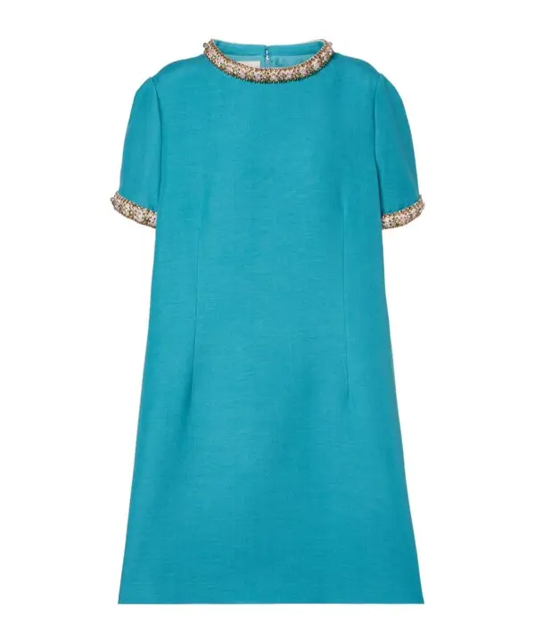 Valentino Garavani Round Neck Short Sleeve Embellished Dress