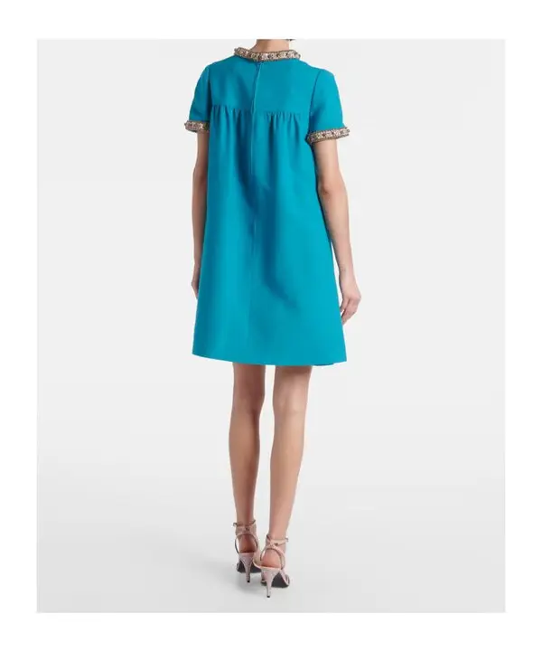 Valentino Garavani Round Neck Short Sleeve Embellished Dress
