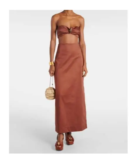 ADRIANA DEGREAS Solid Cotton Maxi Skirt