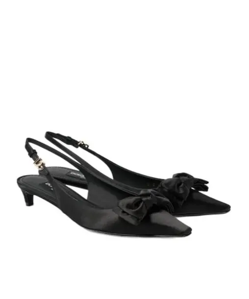 Dolce & Gabbana Bow-detail Satin Slingback Pumps