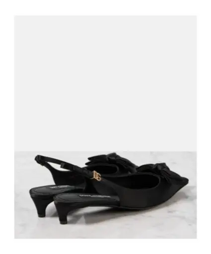 Dolce & Gabbana Bow-detail Satin Slingback Pumps