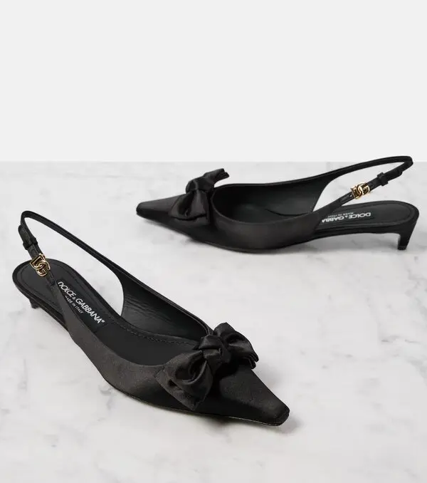 Dolce & Gabbana Bow-detail Satin Slingback Pumps