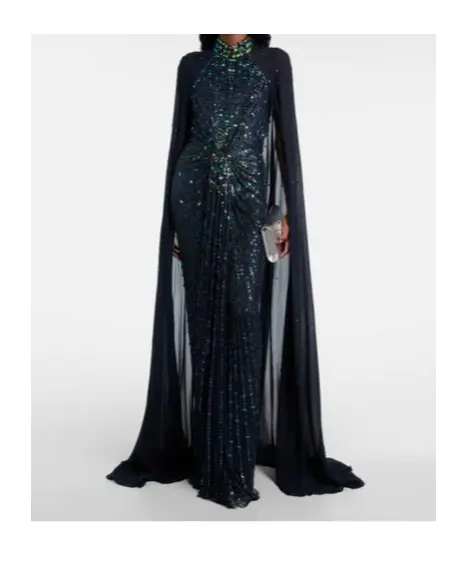 Jenny Packham Thea Sequined Cape Gown