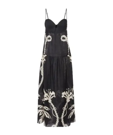 Johanna Ortiz Printed Linen Maxi Dress