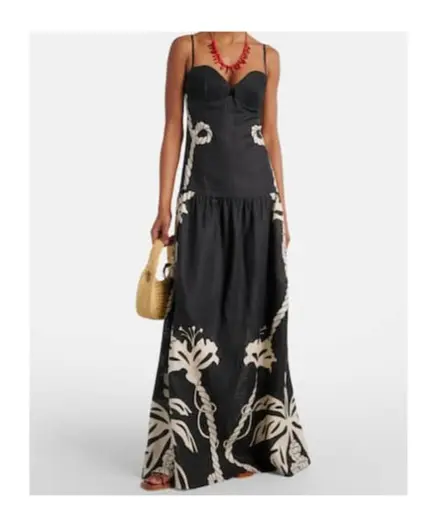 Johanna Ortiz Printed Linen Maxi Dress