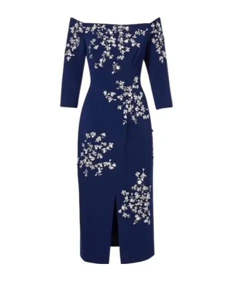 Carolina Herrera Embellished Off-shoulder Midi Dress