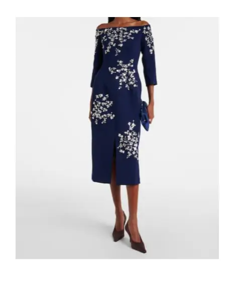 Carolina Herrera Embellished Off-shoulder Midi Dress