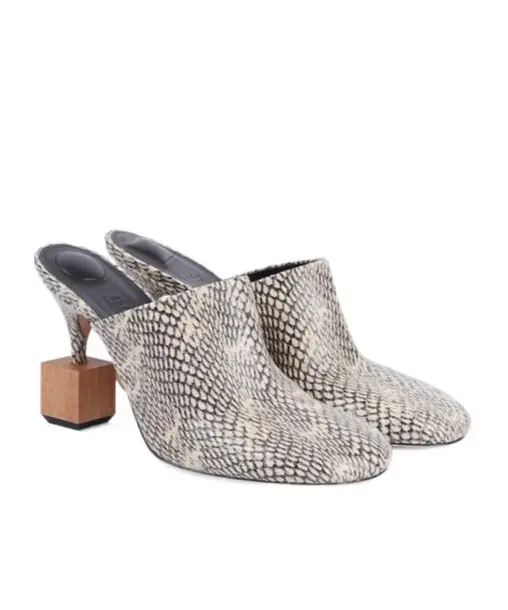 Jacquemus Bisou 90 Snake-effect Leather Mules