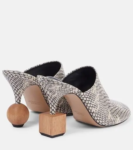 Jacquemus Bisou 90 Snake-effect Leather Mules