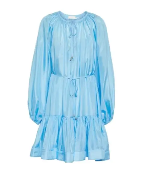 Zimmermann Halcyon Silk Minidress - Blue