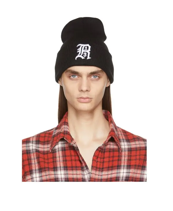 R13 Embroidered Logo Beanie - Nude