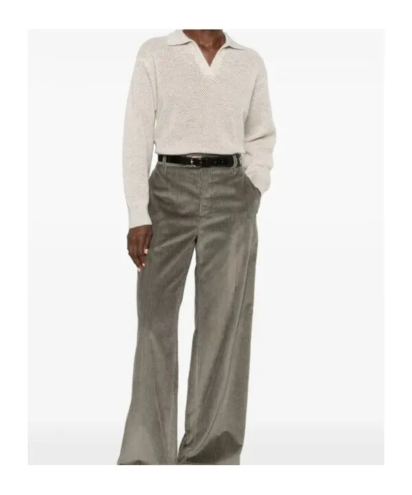 Brunello Cucinelli Perforated Knit V-neck Sweater