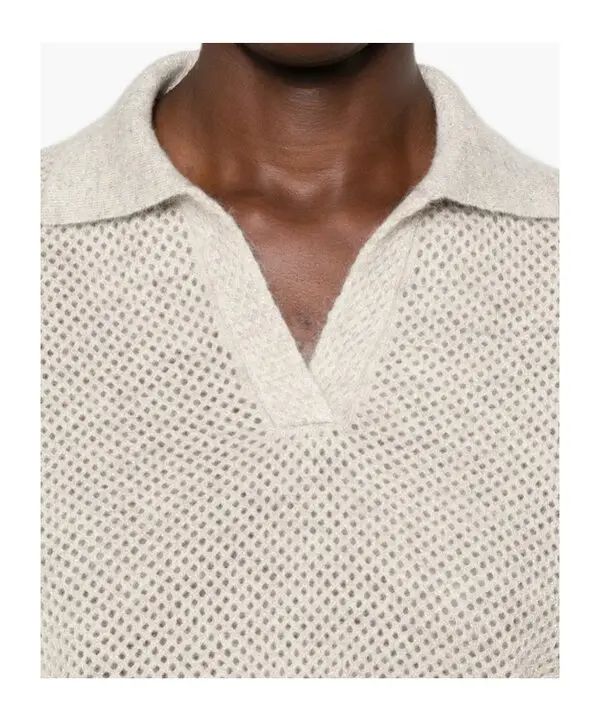 Brunello Cucinelli Perforated Knit V-neck Sweater