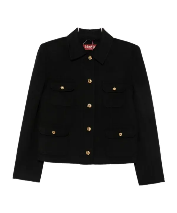 Max Mara Long-sleeve Casual Jacket With Button Details - Black