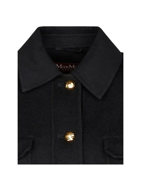 Max Mara Long-sleeve Casual Jacket With Button Details - Black