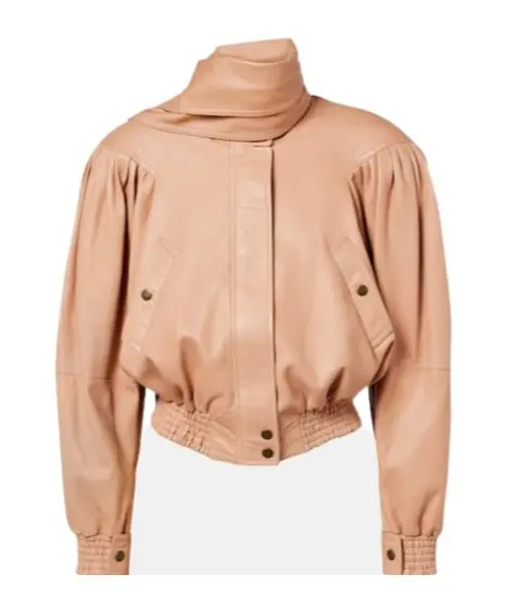 Chloé Cropped Leather Jacket With Detachable Scarf