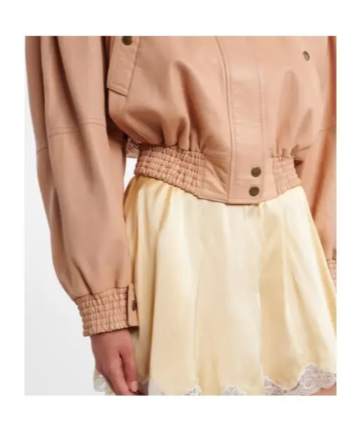 Chloé Cropped Leather Jacket With Detachable Scarf