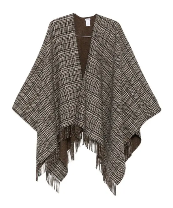 Brunello Cucinelli Check-pattern Fringed Poncho