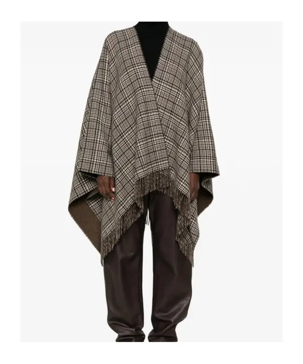 Brunello Cucinelli Check-pattern Fringed Poncho