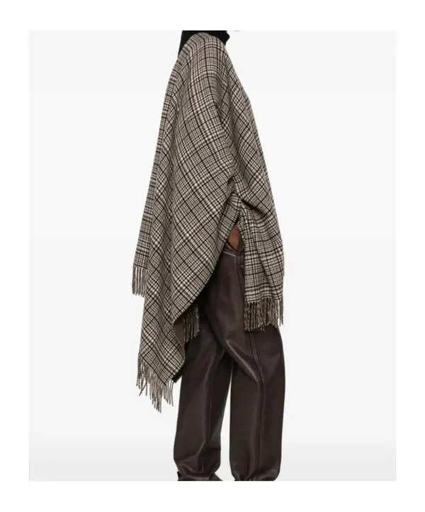 Brunello Cucinelli Check-pattern Fringed Poncho