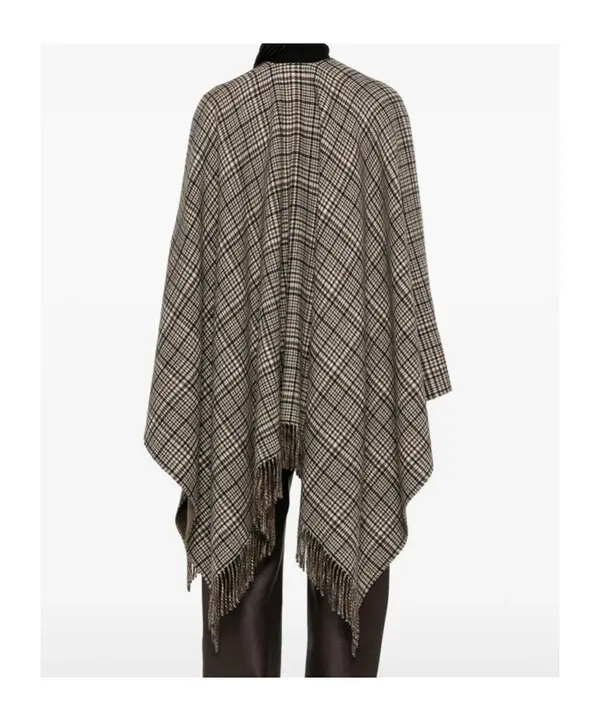 Brunello Cucinelli Check-pattern Fringed Poncho