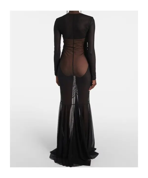 Norma Kamali Shirred Sheer Gown