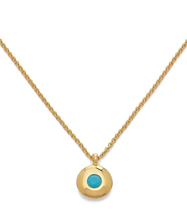 Monica Vinader Vermeil And Turquoise May Birthstone Necklace - Gold