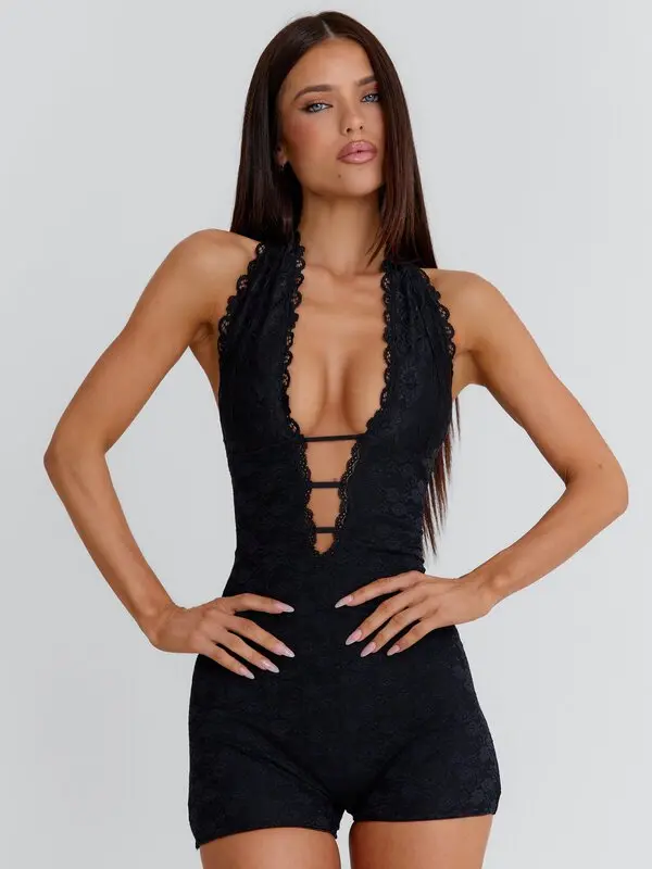 OUTCAST India Playsuit Lace Halter Neck Cut-out