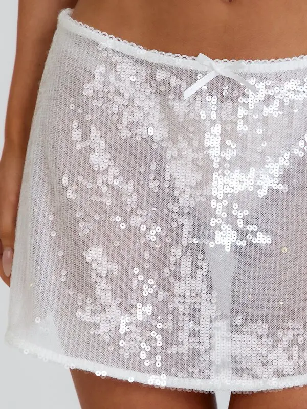 OUTCAST Chloey Sequin Mesh Mini Skirt