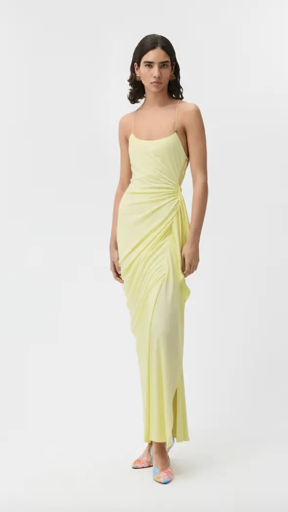 Versace Draped Viscose Jersey Gown - Yellow