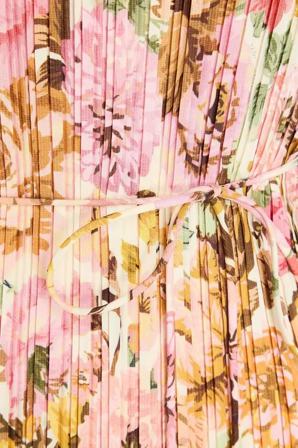 Zimmermann Pleated Floralprint Jersey Midi Slip Dress