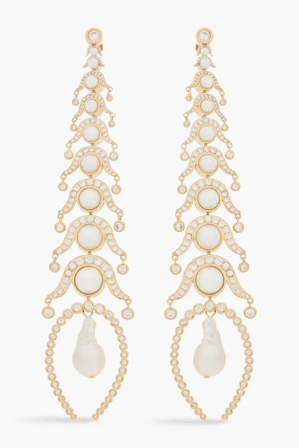 Zimmermann Tone, Freshwater Pearl And Crystal Earrings - Gold