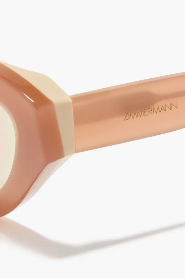Zimmermann Ovalframe Marbled Acetate Sunglasses - Camel