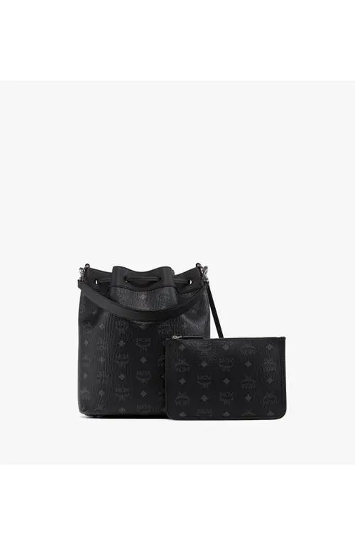 Mcm Medium Dessau Drawstring Bag In Visetos - Black