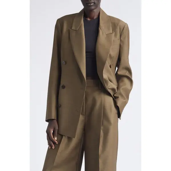 HEIRLOME Estelle Double Breasted Wool & Silk Blazer