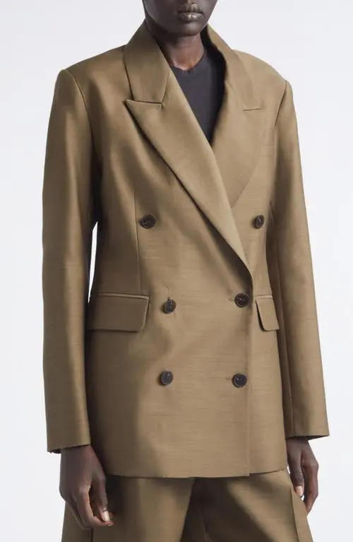 HEIRLOME Estelle Double Breasted Wool & Silk Blazer