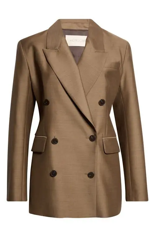 HEIRLOME Estelle Double Breasted Wool & Silk Blazer